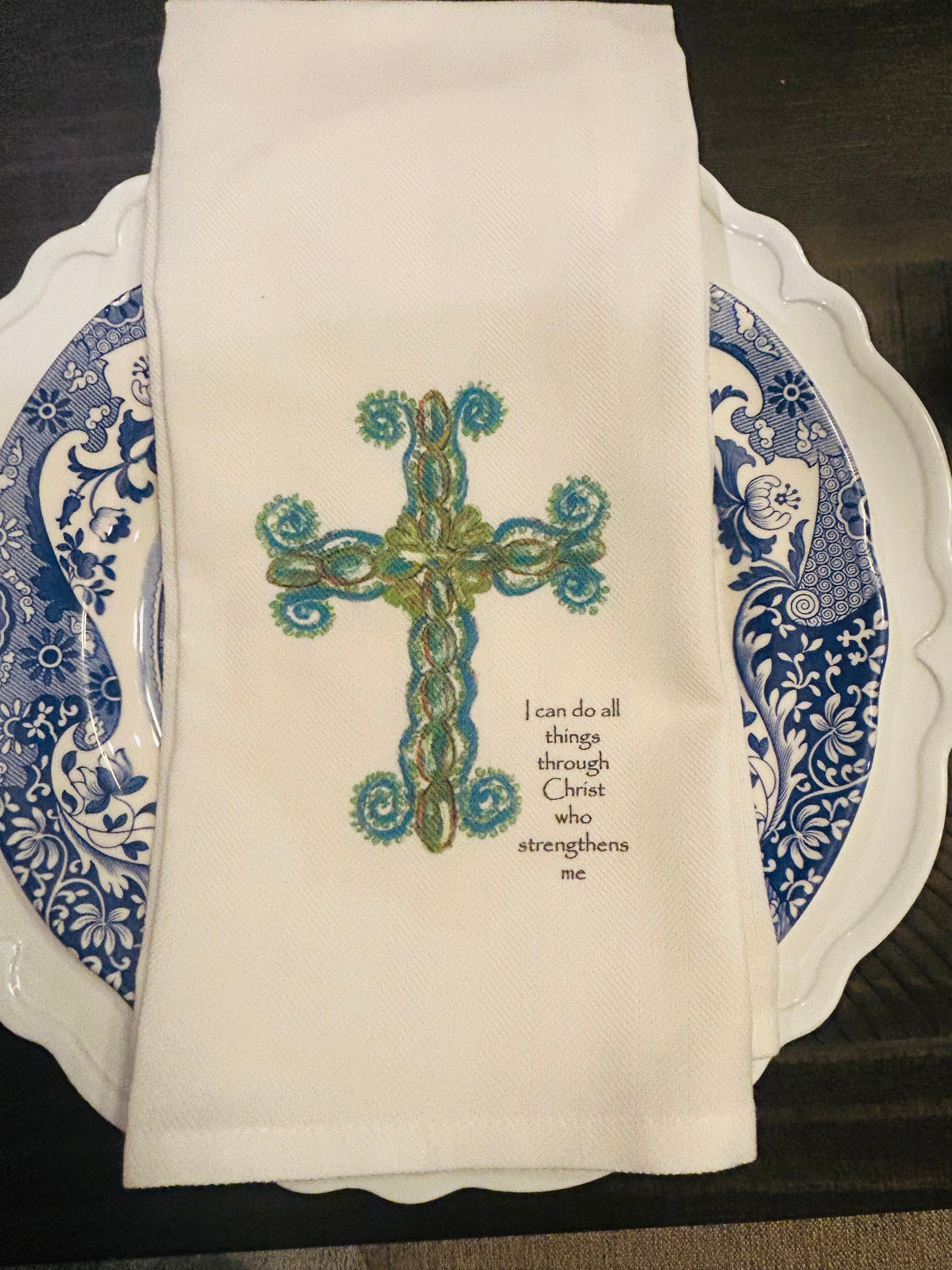 I Can Do All Things Through Christ Cross Tea Towel – My Favorite Things